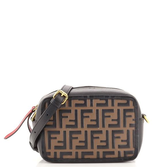 Fendi | Bags | Fendi Camera Bag Zucca Embossed Leather Small Brown ...